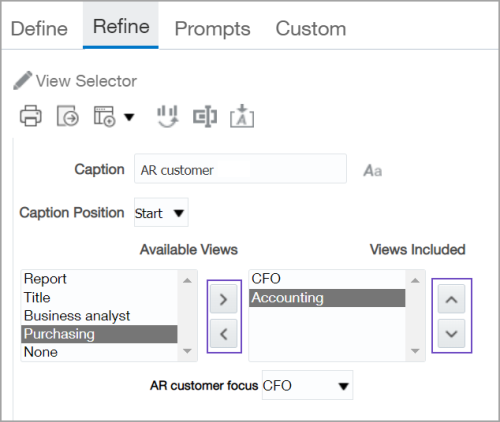 Create selectable views of a report