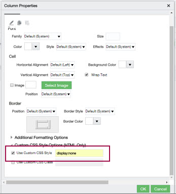 Hide data in a report—ICRW