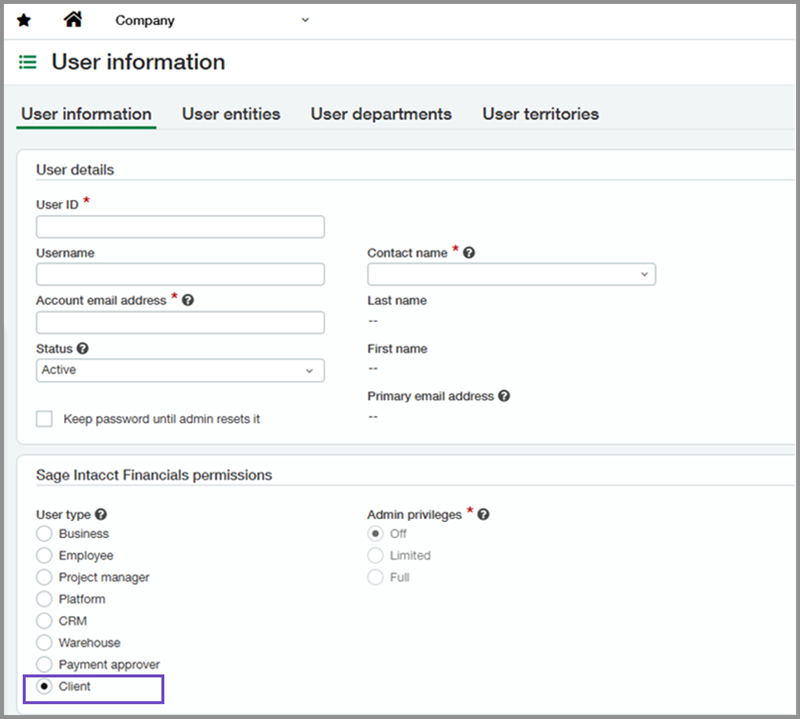 New Client user type for Accountant consoles