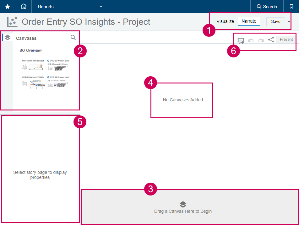 Navigate the Narrate workspace