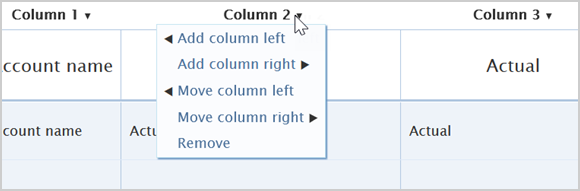 Arrange columns—Financial Report Writer