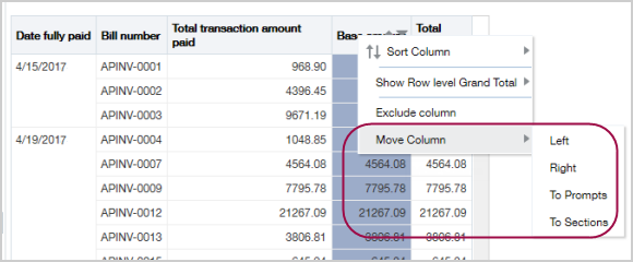 Change the column order